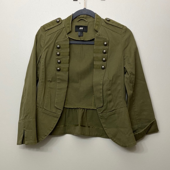 H&M | Jackets & Coats | Hm Army Green Jacket Fun Detailing | Poshmark